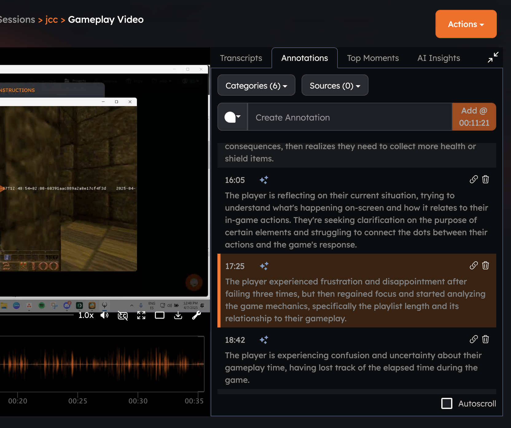 Antidote Feature: Gameplay Automatic Annotations